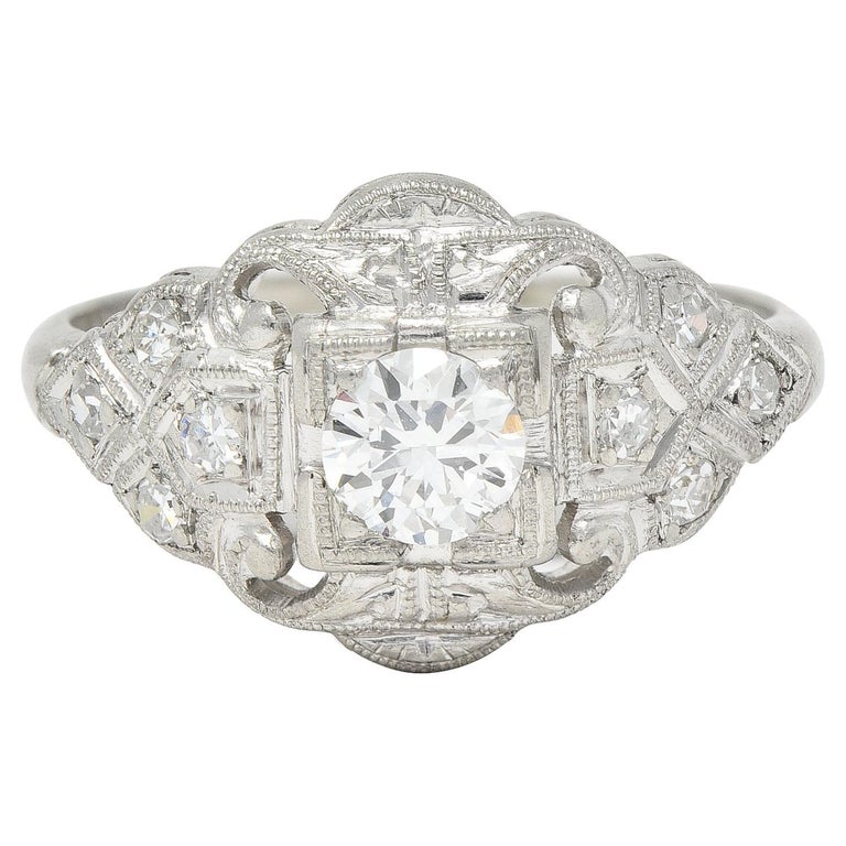Art Deco 0.41 Carat Diamond Platinum Scrolling Foliate Bombay ...