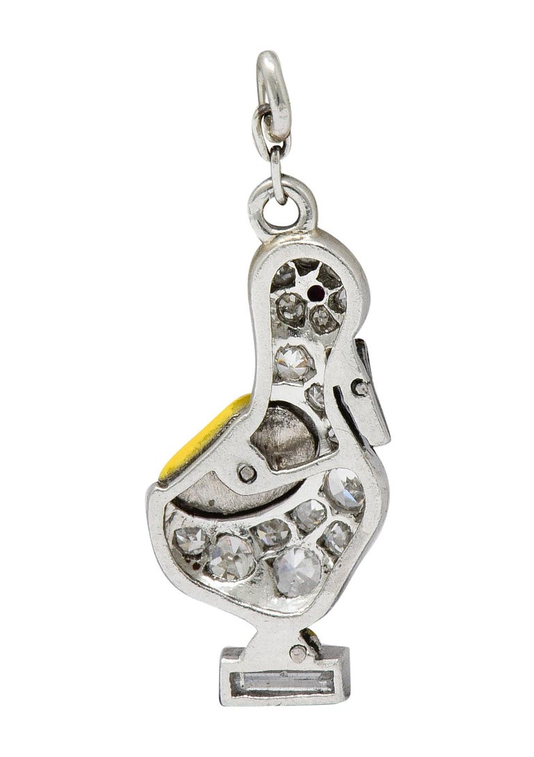 Art Deco 0.45 Carat Pave Diamond Enamel Platinum Goose Charm For Sale ...