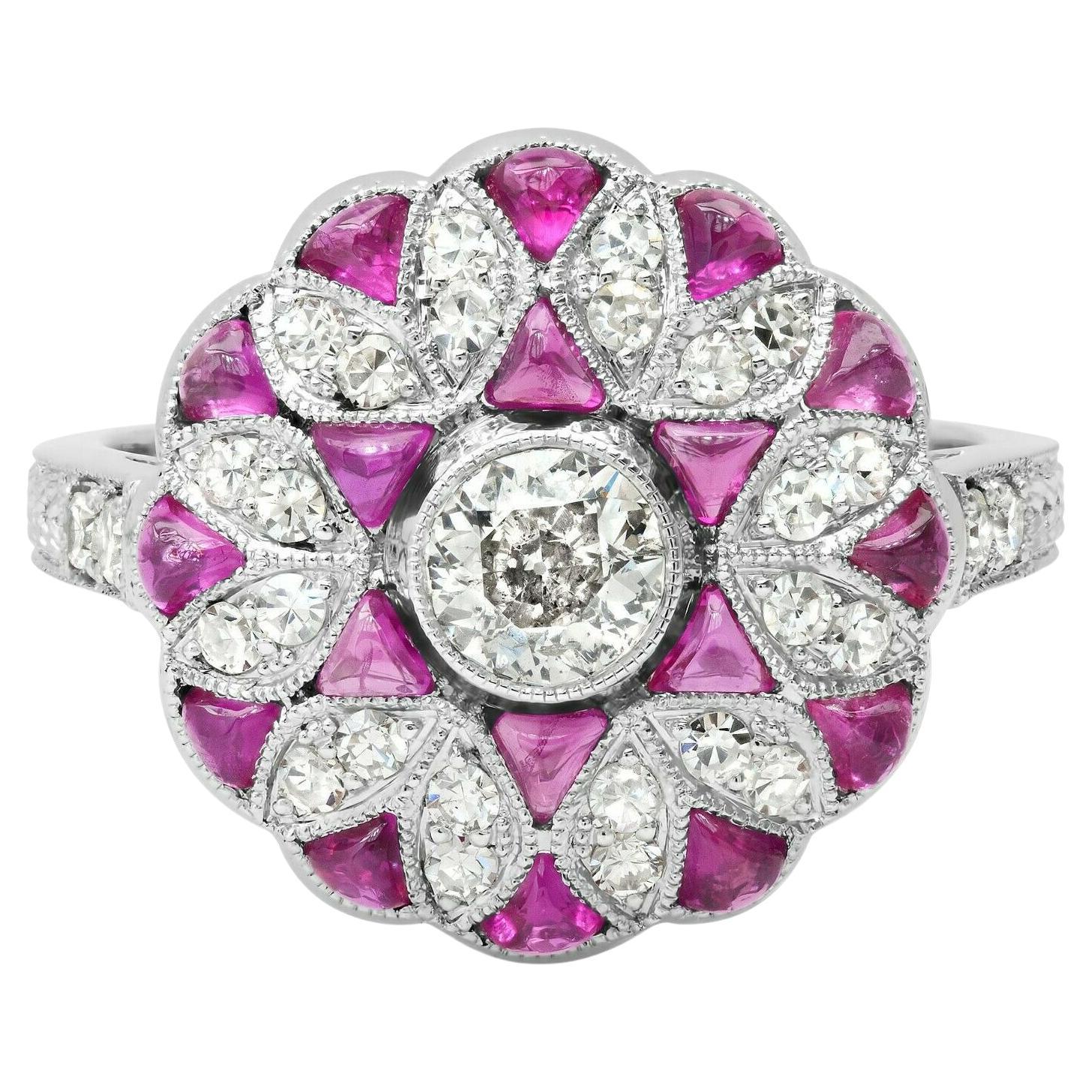 Art Deco Style 0.79 Ct Center Emerald Diamond 2.07 Tcw Platinum ...