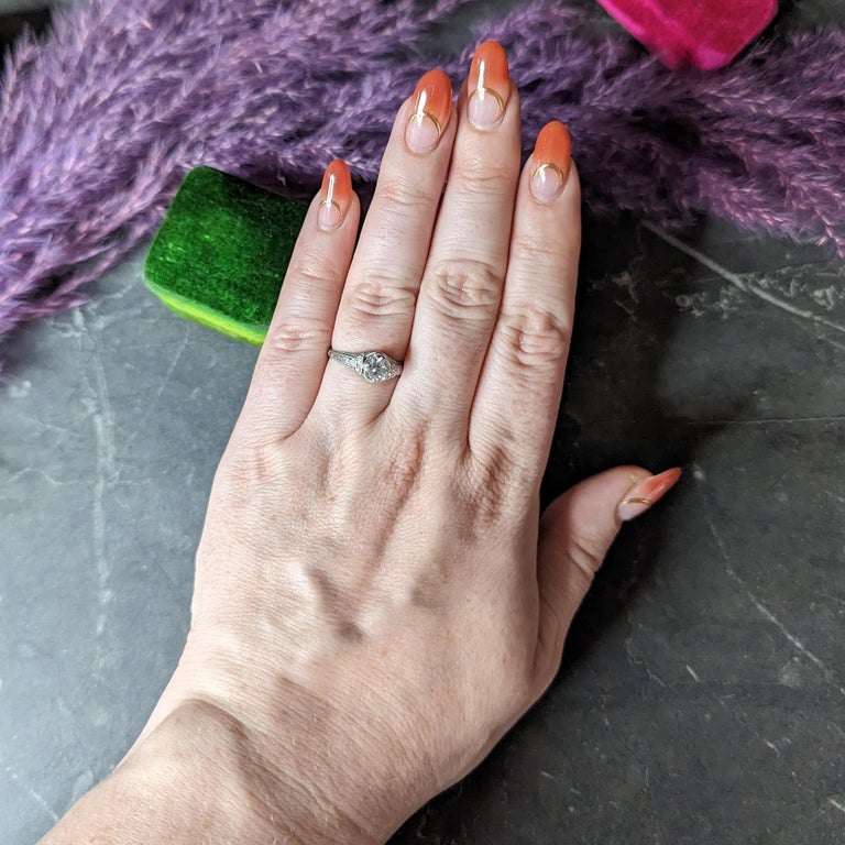 Art Deco 0.78 Carat Old European Platinum Orange Blossom Festoon ...