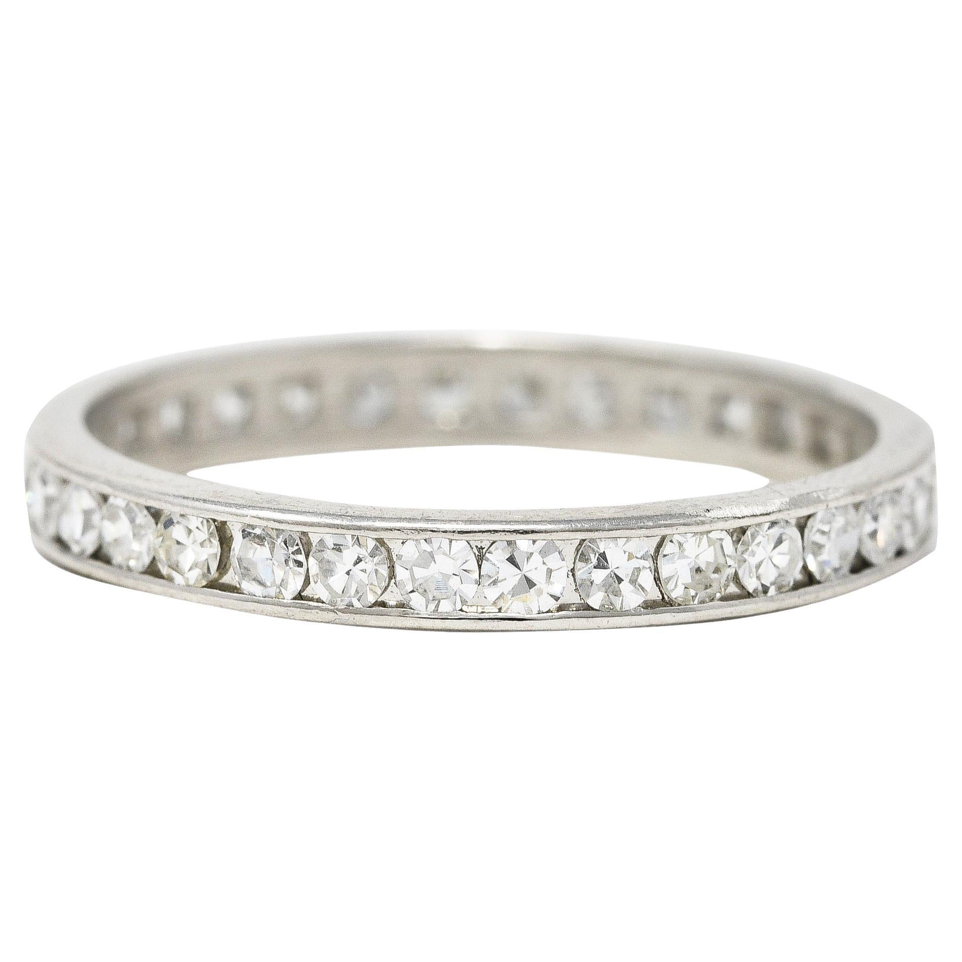1950s Midcentury 3.80 Carat Diamond Platinum Eternity Band Ring at 1stDibs