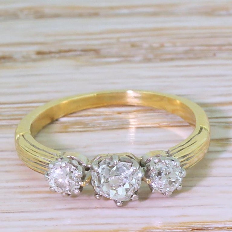 Art Deco 0.86 Carat Old Cut Diamond Trilogy Ring For Sale at 1stDibs ...