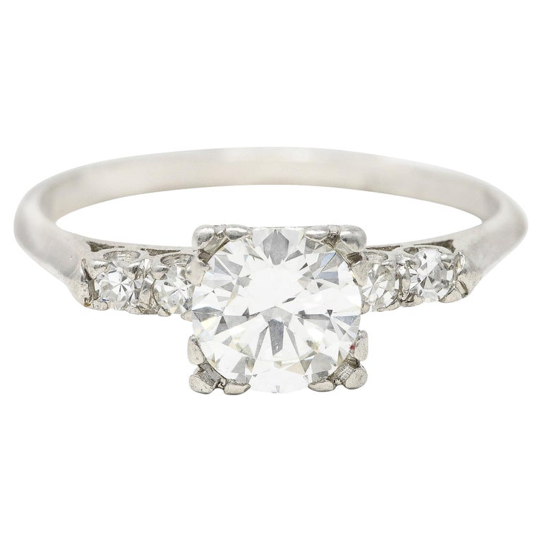 Art Deco 0.96 Carat Transitional Cut Diamond Platinum Five Stone ...