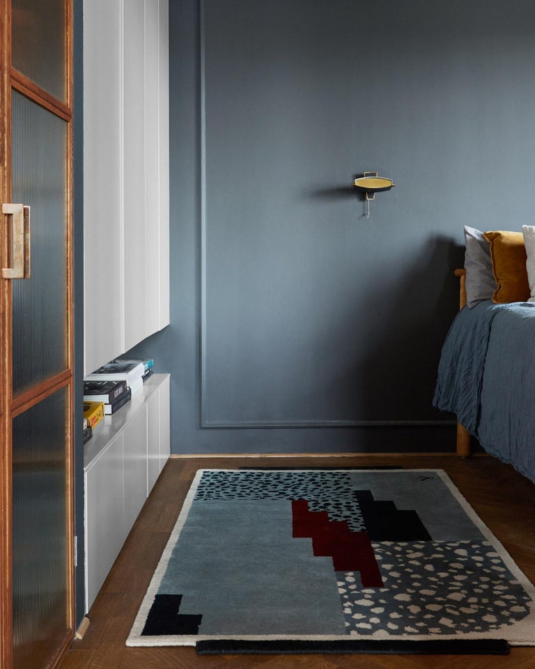 Art Deco 1 Blue, Wool Rug in Scandinavian Design For Sale at 1stDibs