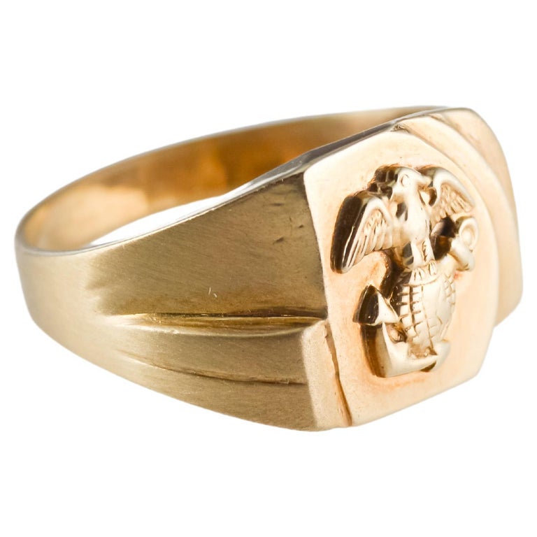 Art Deco 10 Kt. Solid Gold Unisex United States Naval Insignia Ring ...