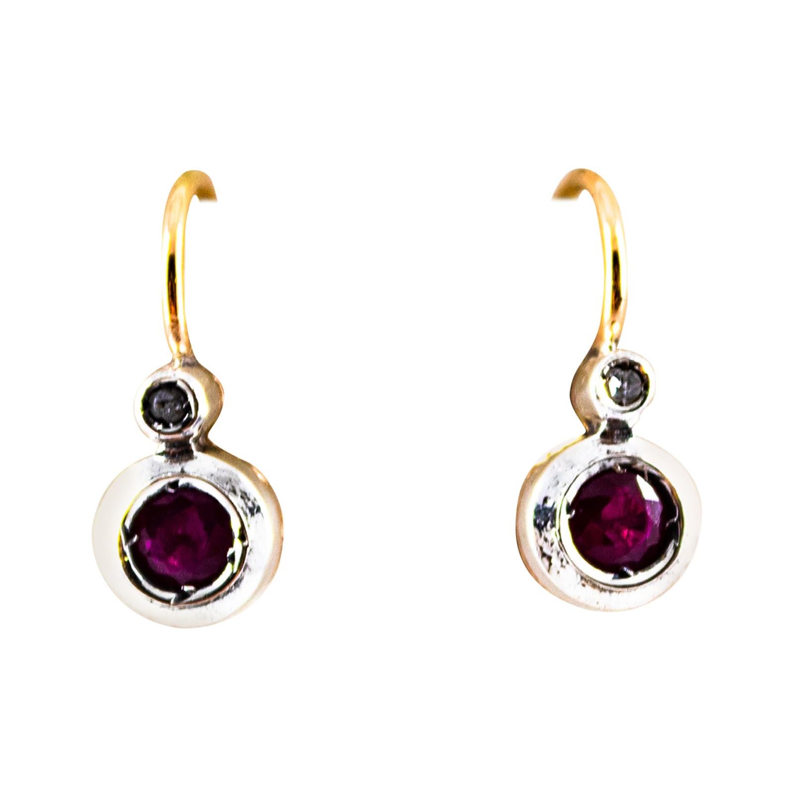 Art Deco 1.02 Carat Ruby White Diamond Yellow Gold Lever-Back Dangle ...