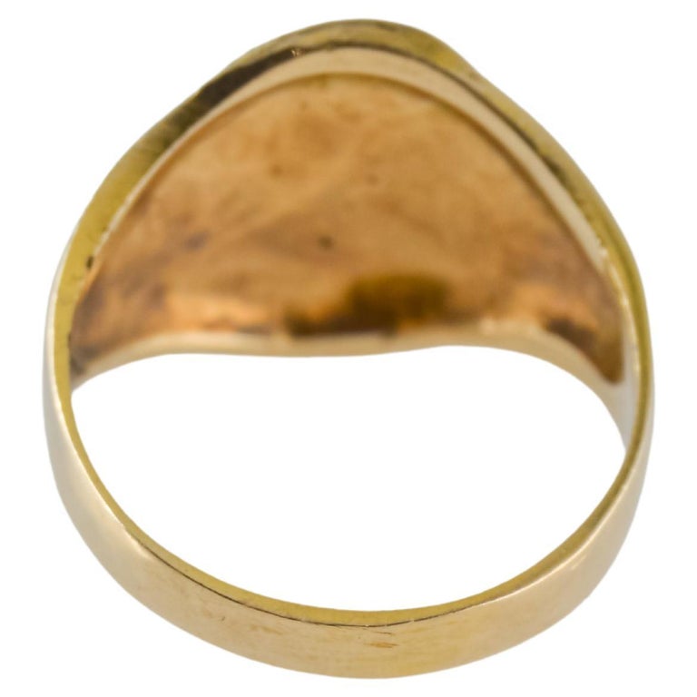 Art Deco 10 Karat Yellow Gold Signet Ring Sized to 6 1/2, 1930s, Hand ...