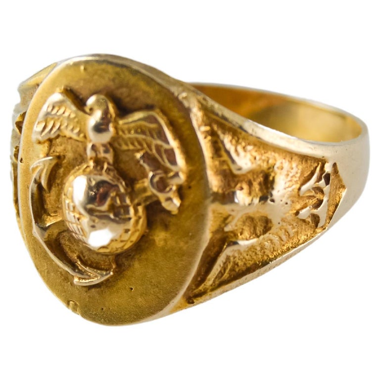 Art Deco 10 Karat Yellow Gold Signet Ring Sized to 6 1/2, 1930s, Hand ...