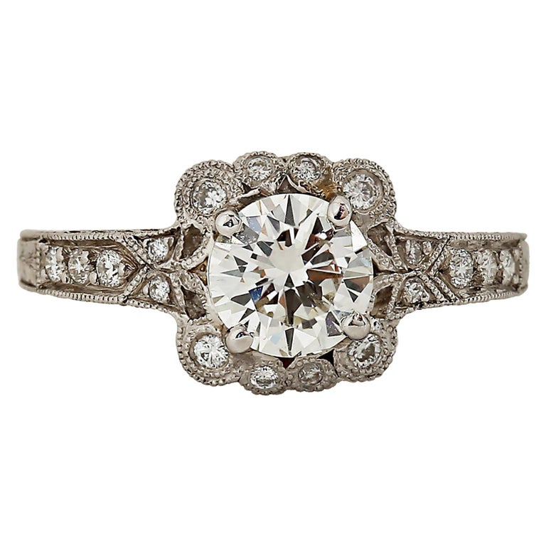 Art Deco 1.10 Carat Diamond Platinum Ring For Sale at 1stDibs