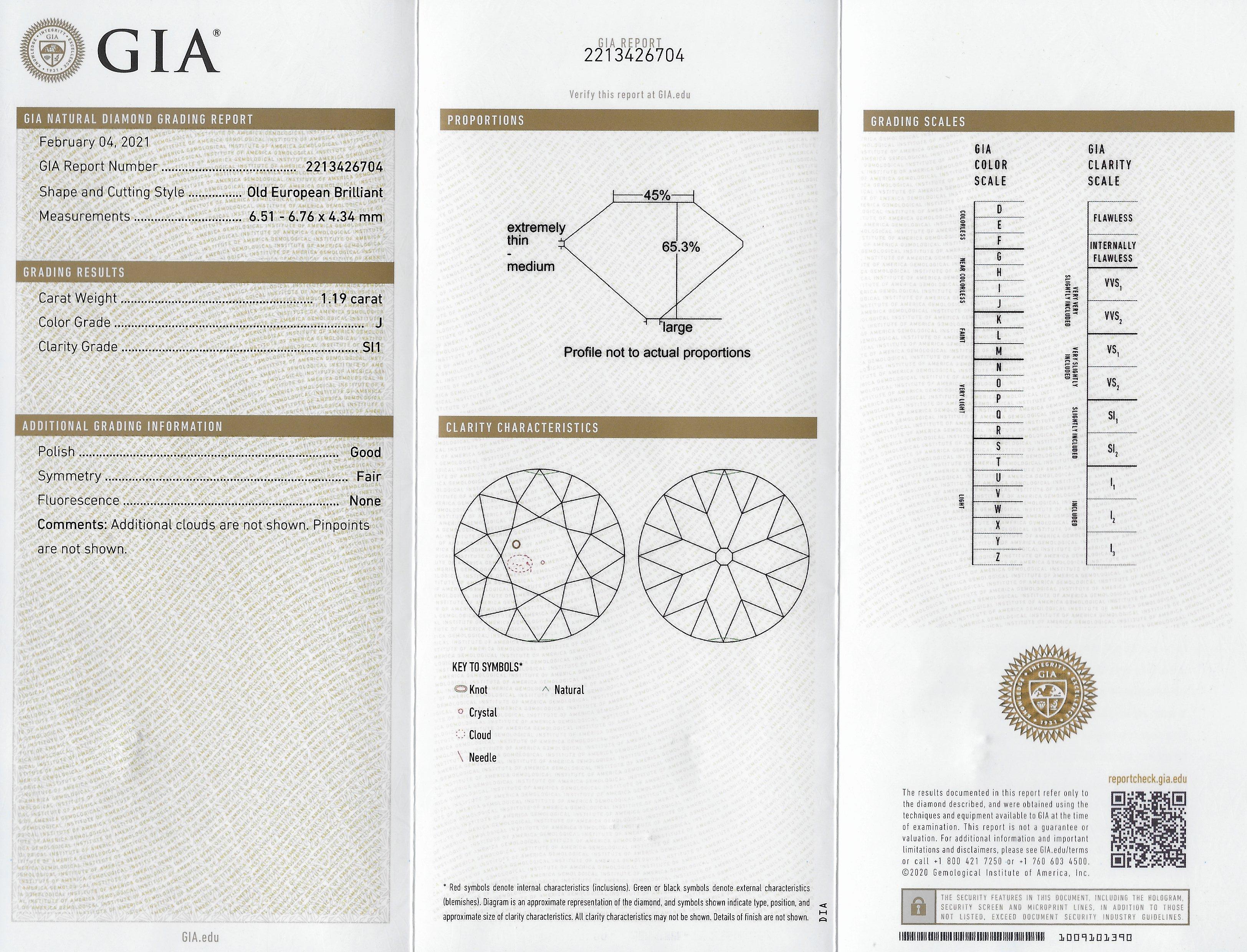 Art Deco 1.19 Carats Diamond 18 Karat White Gold Floral Engagement Ring ...