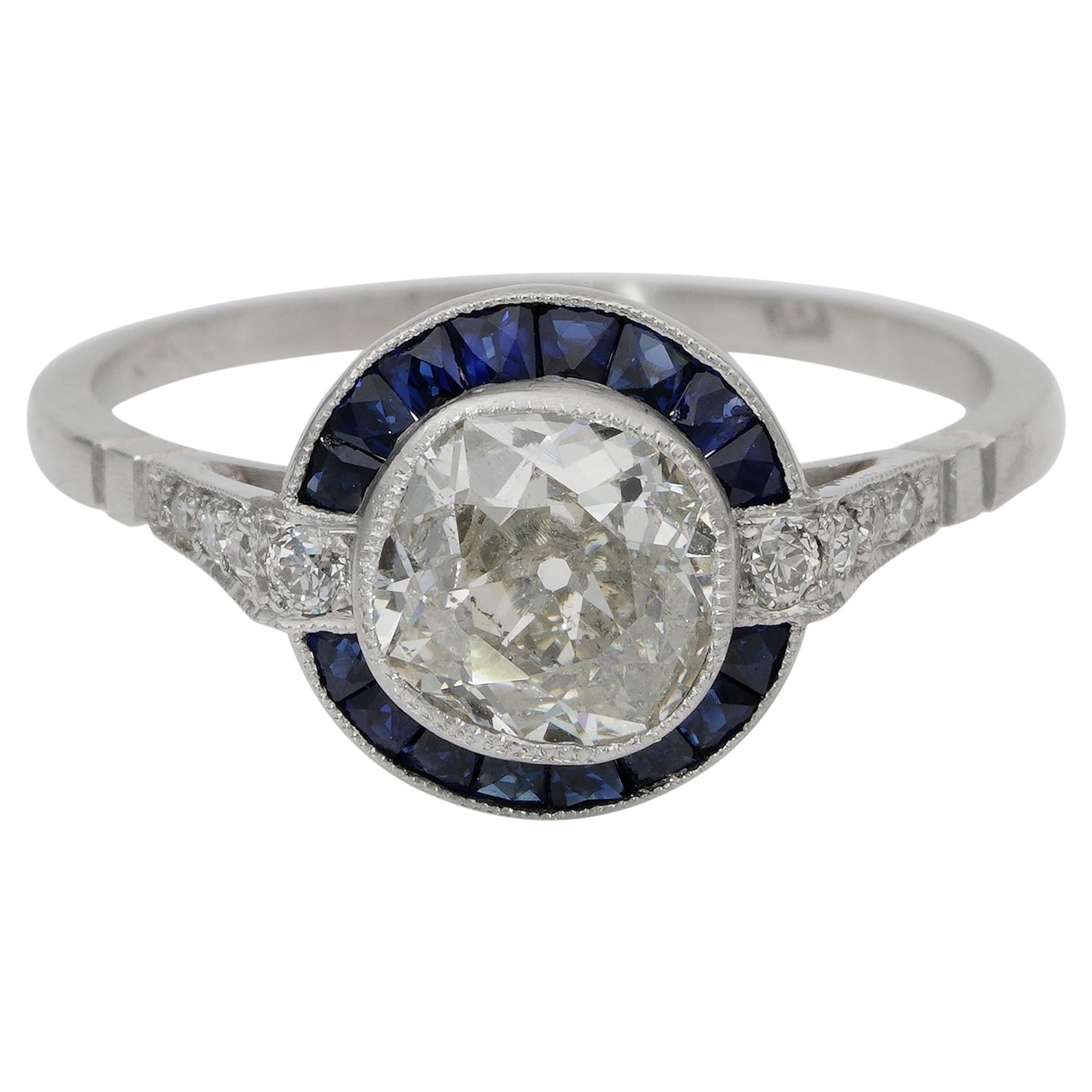 Art Deco Style 1.20 Carat Diamond Plus Platinum Target Ring For Sale at ...