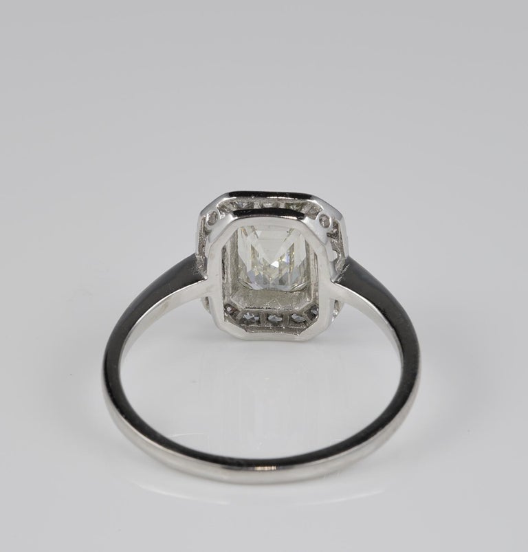 Art Deco 1.20 Carat Emerald Cut Diamond Solitaire Plus Platinum Ring ...
