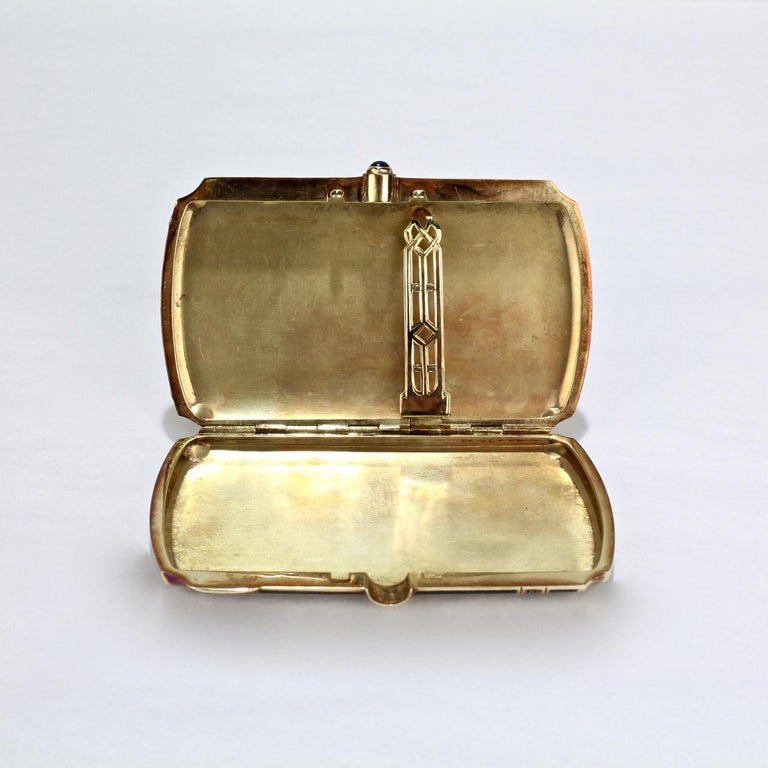 Art Deco 14 Karat Gold and Enamel Ladies Cigarette Case For Sale at 1stDibs