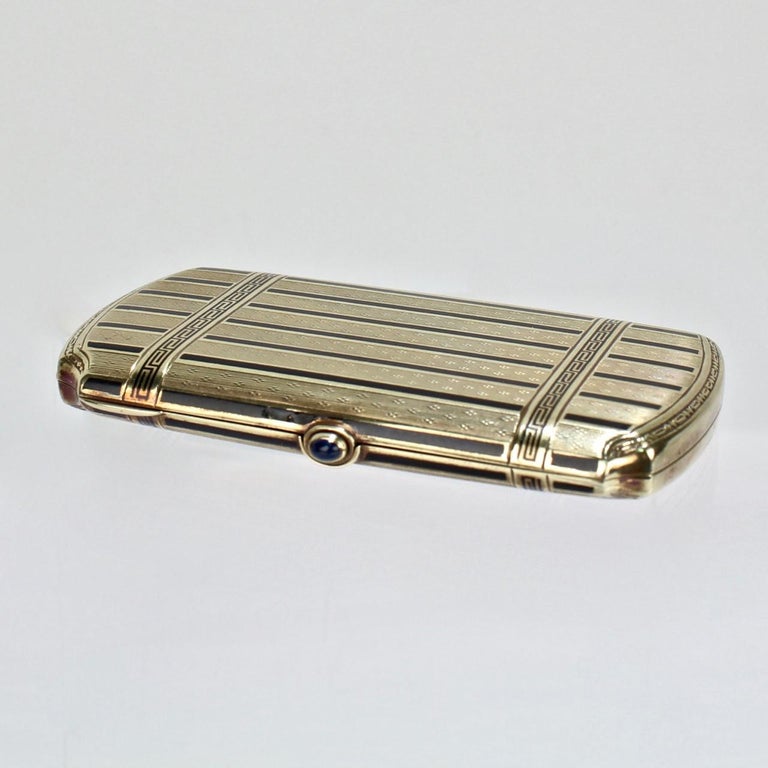 Art Deco 14 Karat Gold and Enamel Ladies Cigarette Case For Sale at 1stDibs