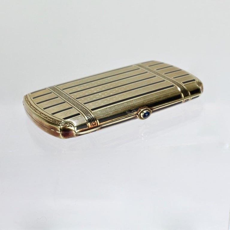 Art Deco 14 Karat Gold and Enamel Ladies Cigarette Case For Sale at 1stDibs