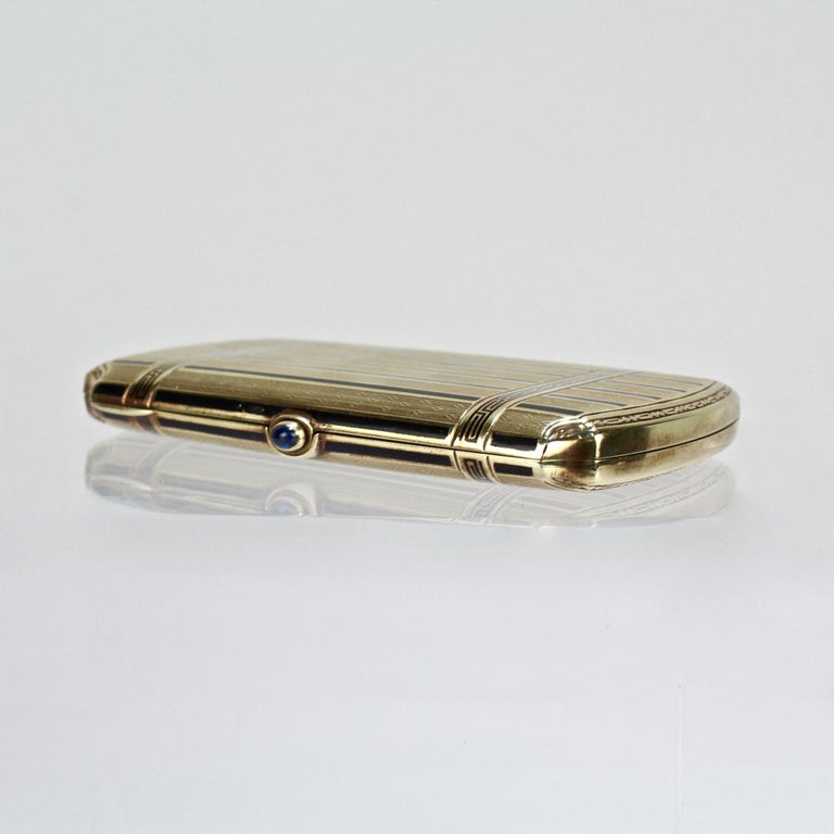Art Deco 14 Karat Gold and Enamel Ladies Cigarette Case For Sale at 1stDibs