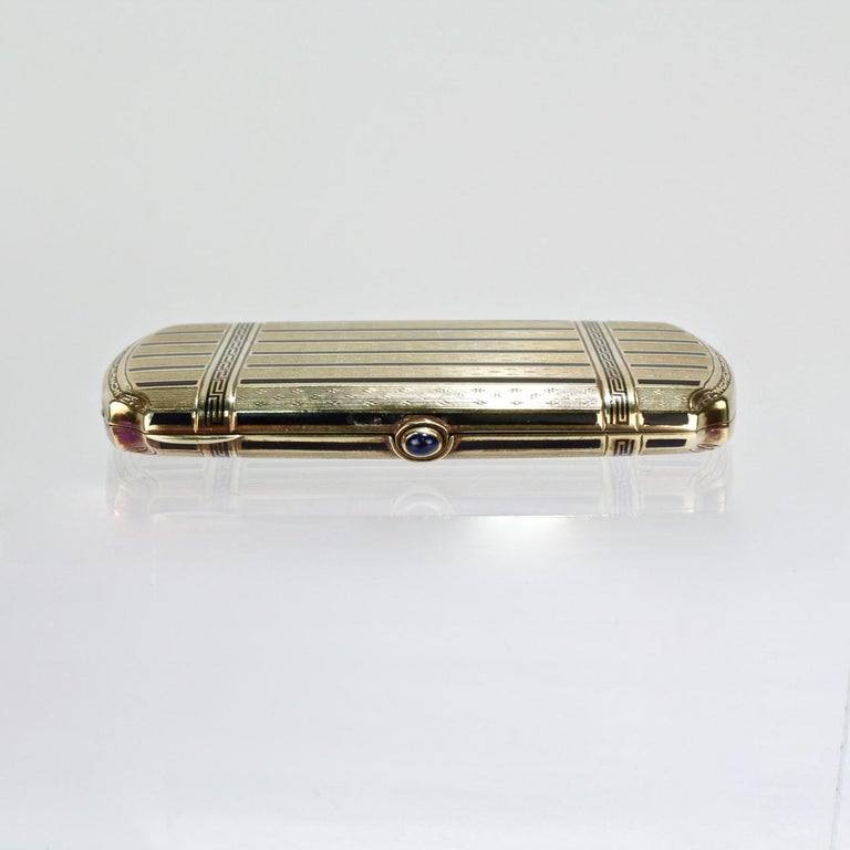 Art Deco 14 Karat Gold and Enamel Ladies Cigarette Case For Sale at 1stDibs