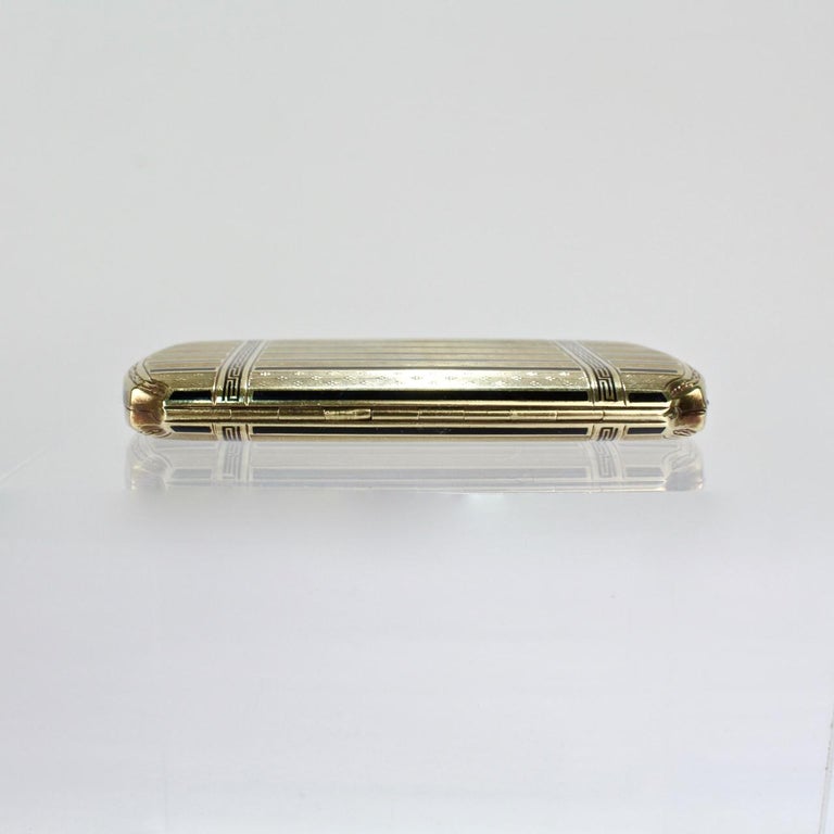 Art Deco 14 Karat Gold and Enamel Ladies Cigarette Case For Sale at 1stDibs