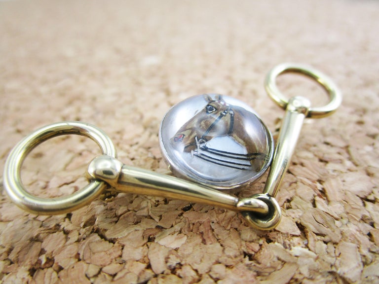 Art Deco 14 Karat Yellow Gold Hand Painted Essex Crystal Bridle Pin For ...