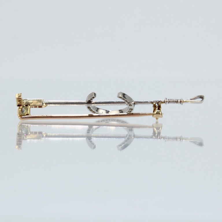 Art Deco 14 Karat Gold Diamond and Ruby Equestrian Riding Crop and ...