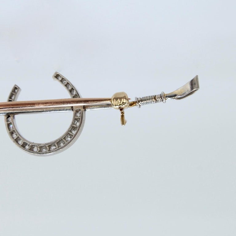 Art Deco 14 Karat Gold Diamond and Ruby Equestrian Riding Crop and ...
