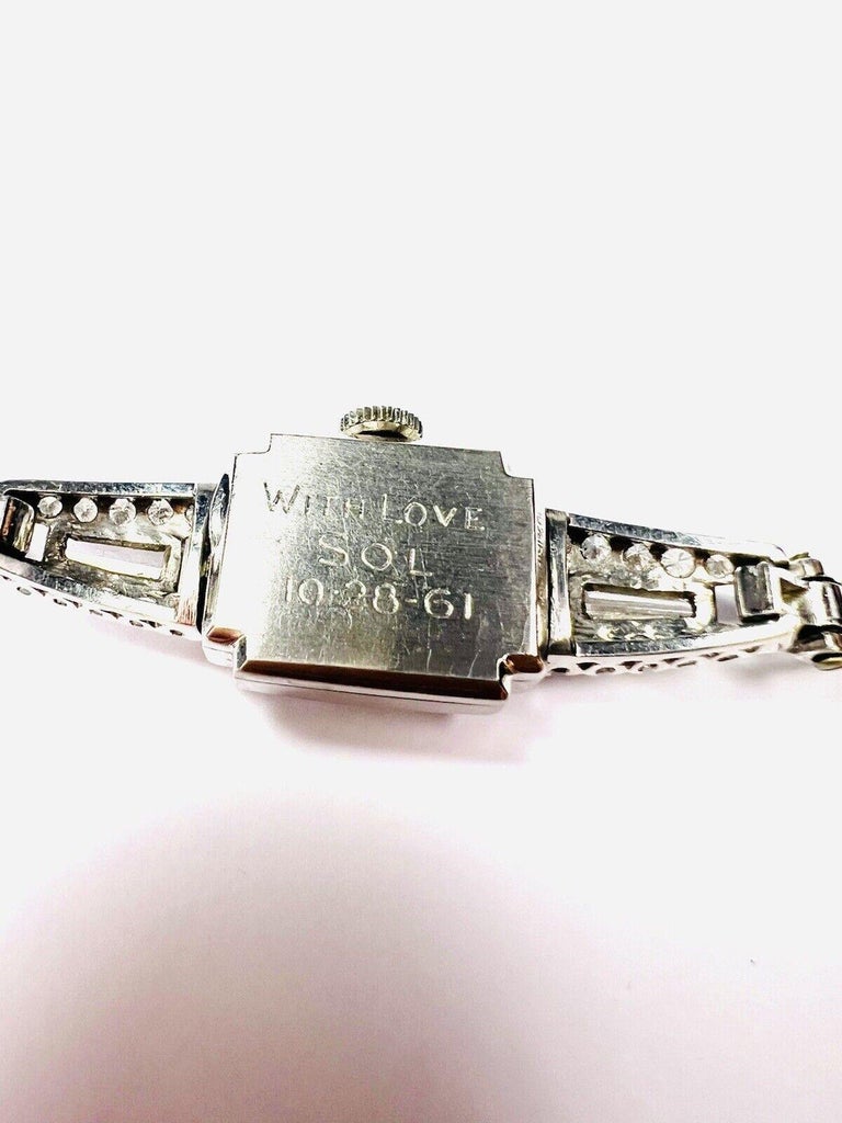 Art Deco 14K White Gold Hamilton 2.5ctw Diamond Watch 22.1g For Sale at ...