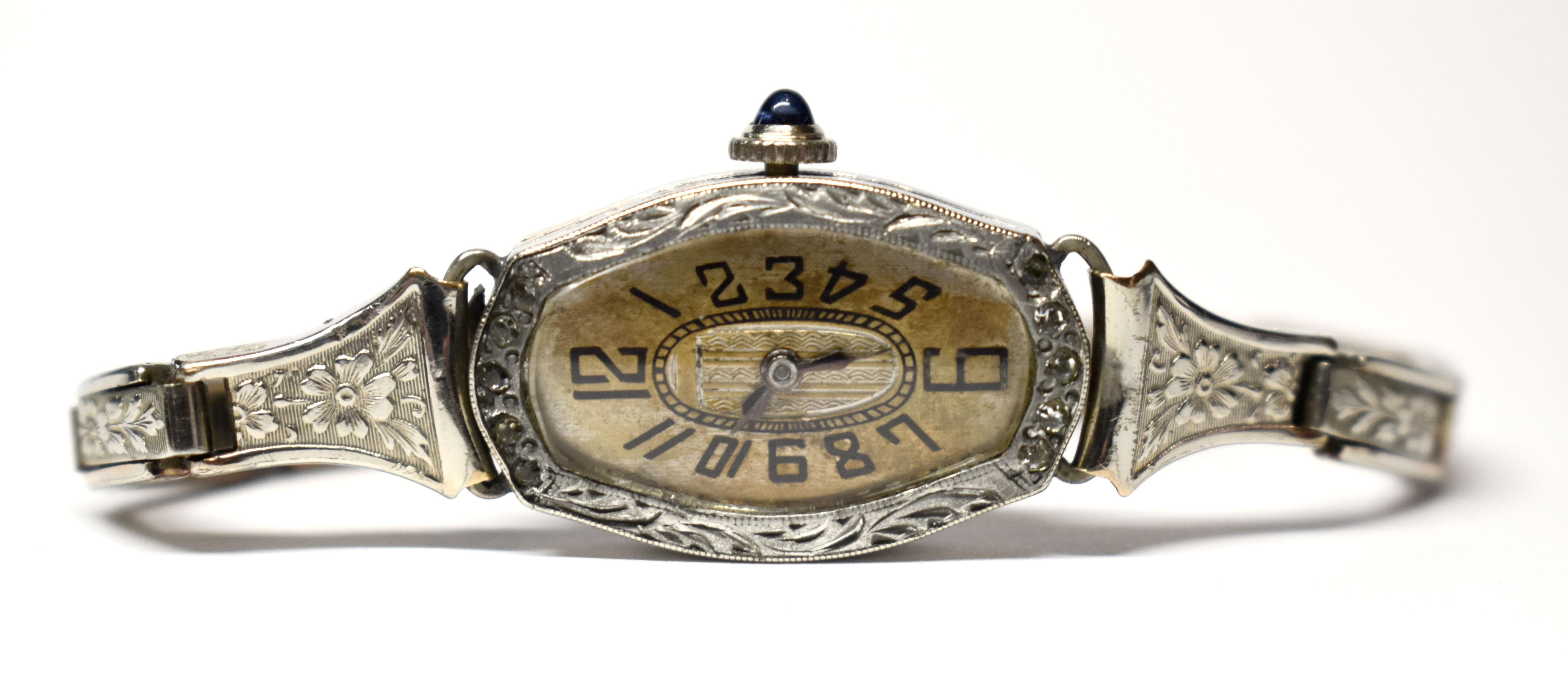 Art Deco 14k White Rolled Gold Ladies Watch, Serviced, c1929 at 1stDibs ...