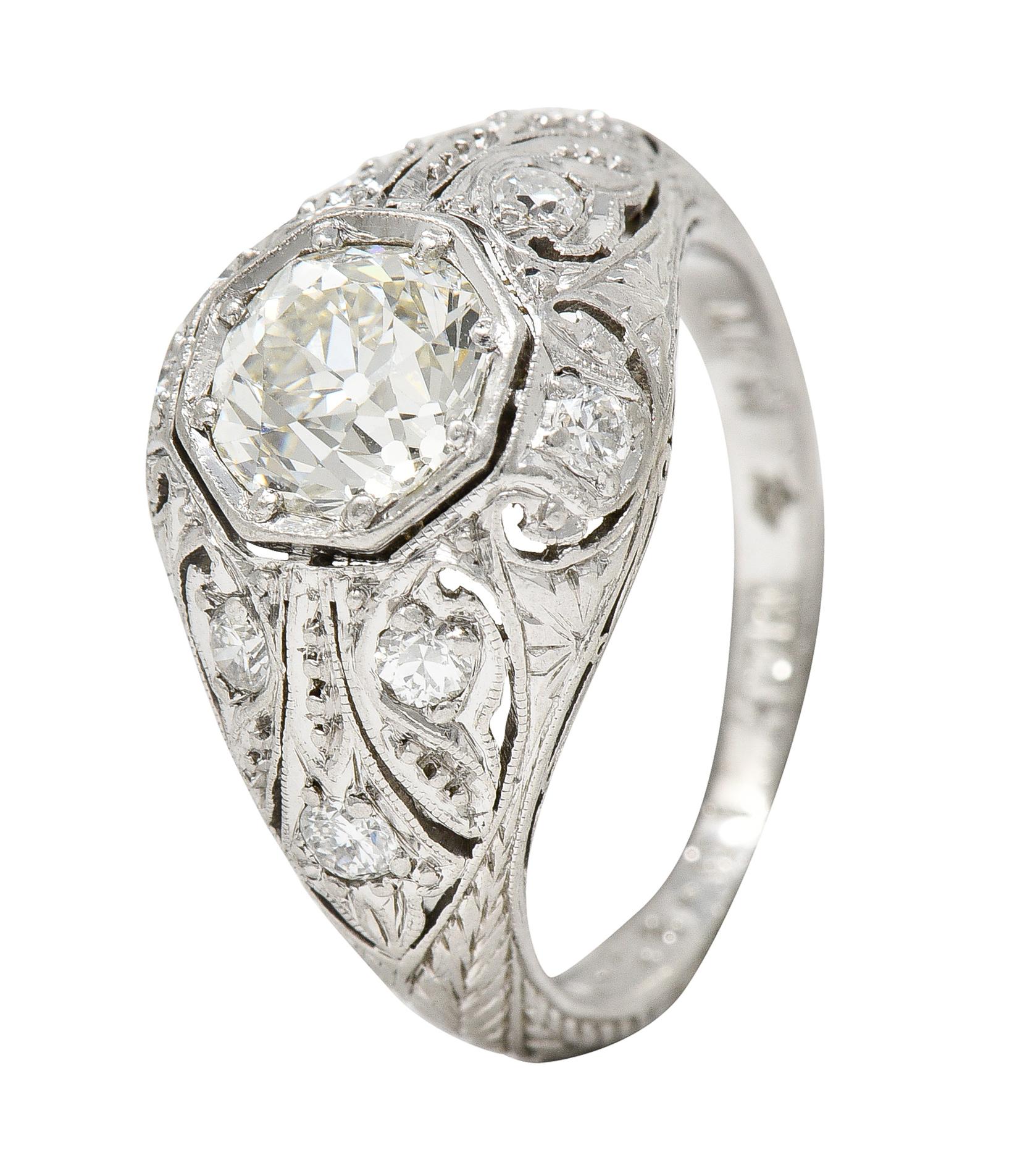 Art Deco 1.53 Carats Diamond Platinum Scrolling Foliate Bombay ...