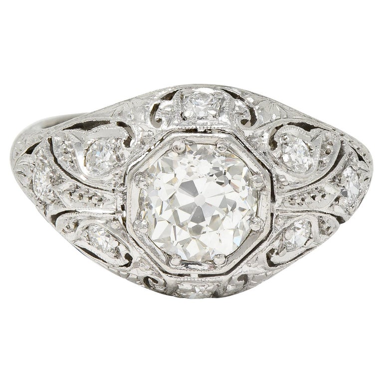 Art Deco 1.53 Carats Diamond Platinum Scrolling Foliate Bombay ...