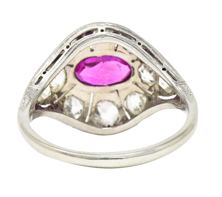 Art Deco 1.66 Carat Oval Cut Ruby Diamond 18 Karat White Gold Bombay ...