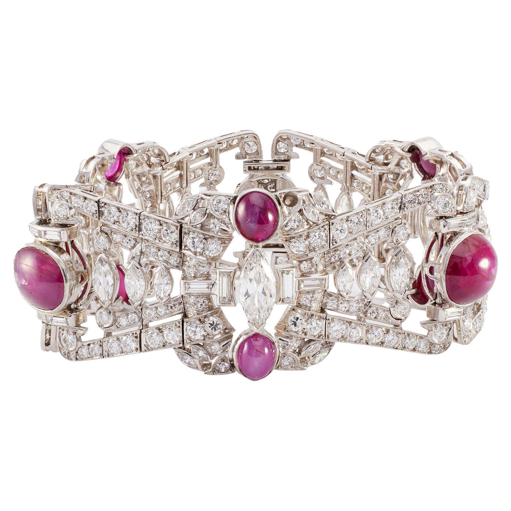Sophia D. 39.49 Carat Ruby and Diamond Platinum Bracelet For Sale at ...