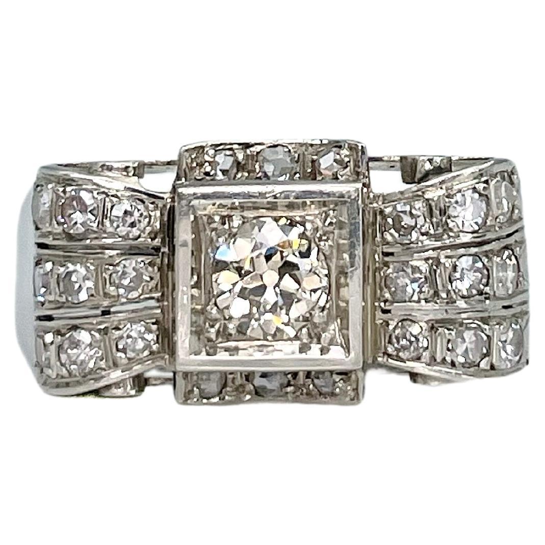Art Deco 1.01 Carats Old European Diamond 18 Karat Gold Antique ...