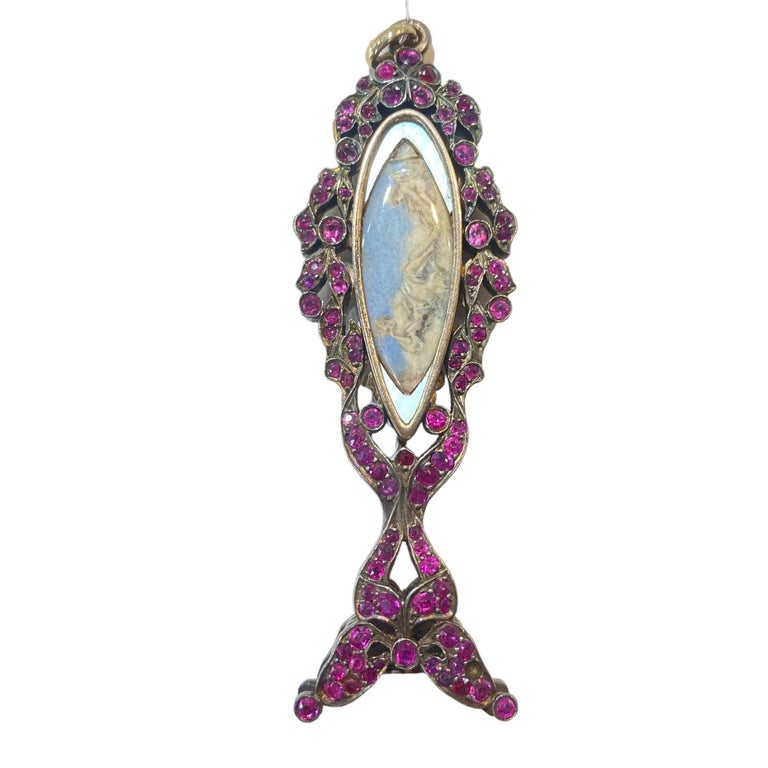 Art Deco 1800s Ruby Picture Pendant Art Decor For Sale at 1stDibs