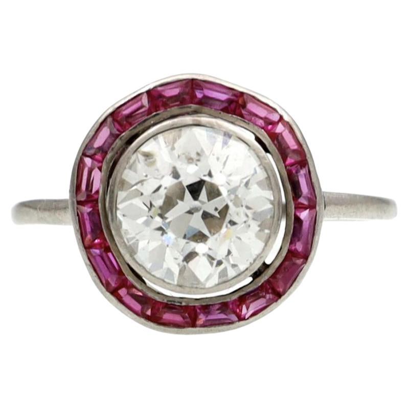 Art Deco Style Diamond Ruby Target Ring at 1stDibs | diamond art target ...