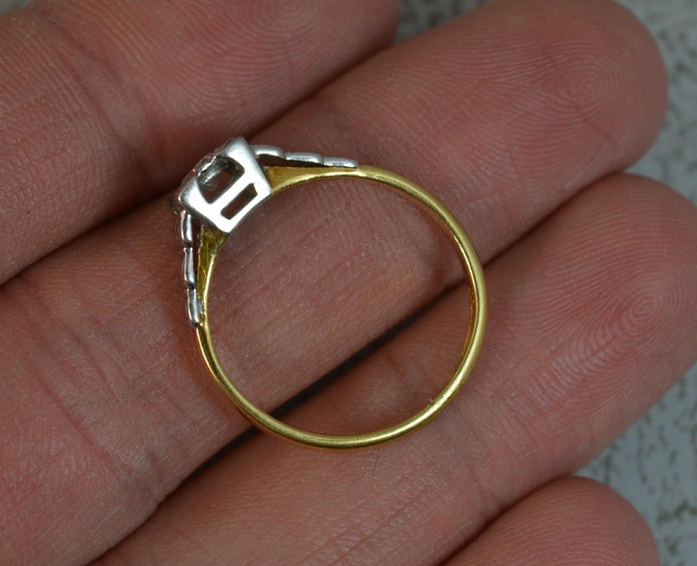 Art Deco 18 Carat Gold Platinum Diamond Solitaire Stack Engagement Ring ...