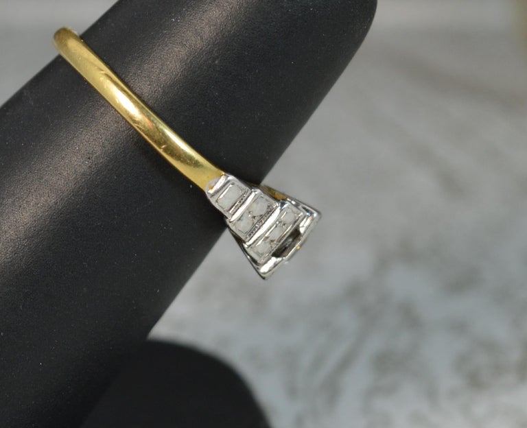 Art Deco 18 Carat Gold Platinum Diamond Solitaire Stack Engagement Ring ...