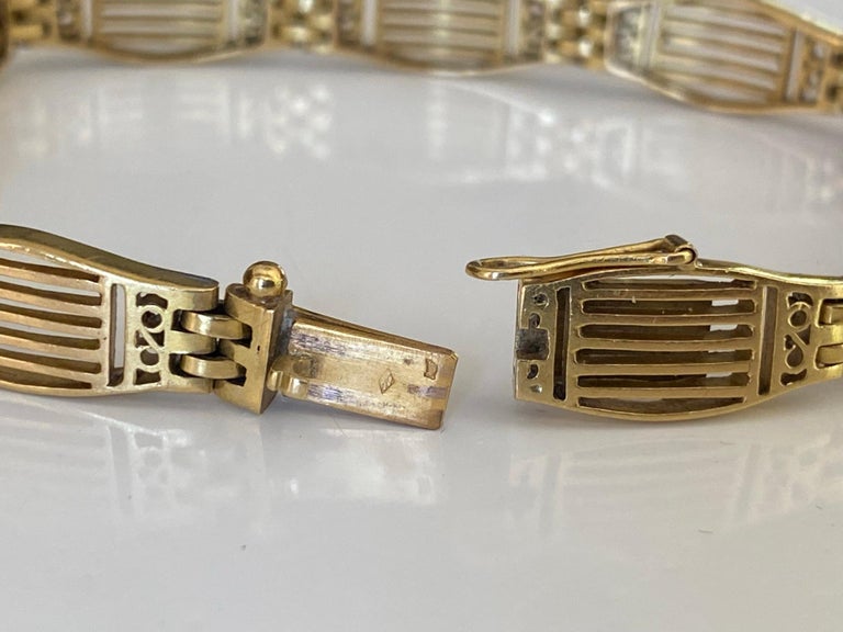 Art Deco 18kt Yellow Gold French Link Bracelet For Sale at 1stDibs