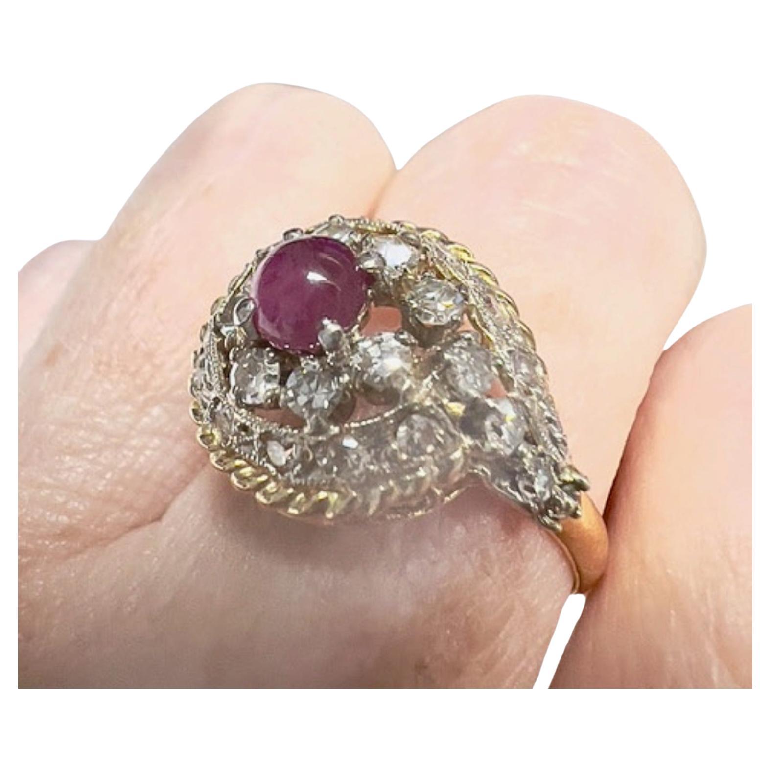 Art Deco Ruby, Diamond, Gold and Platinum Plaque Ring, circa 1920 For Sale at 1stDibs