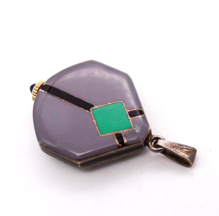 Art Deco 1930 Antique Banner Watch with Enameled Geometric with ...