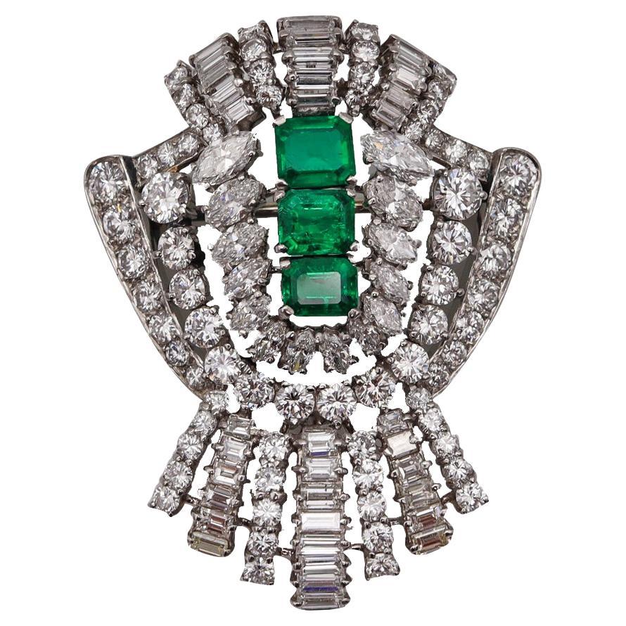 Art Deco 1930 Convertible Pendant Brooch Platinum 11.73 Ctw Diamonds ...