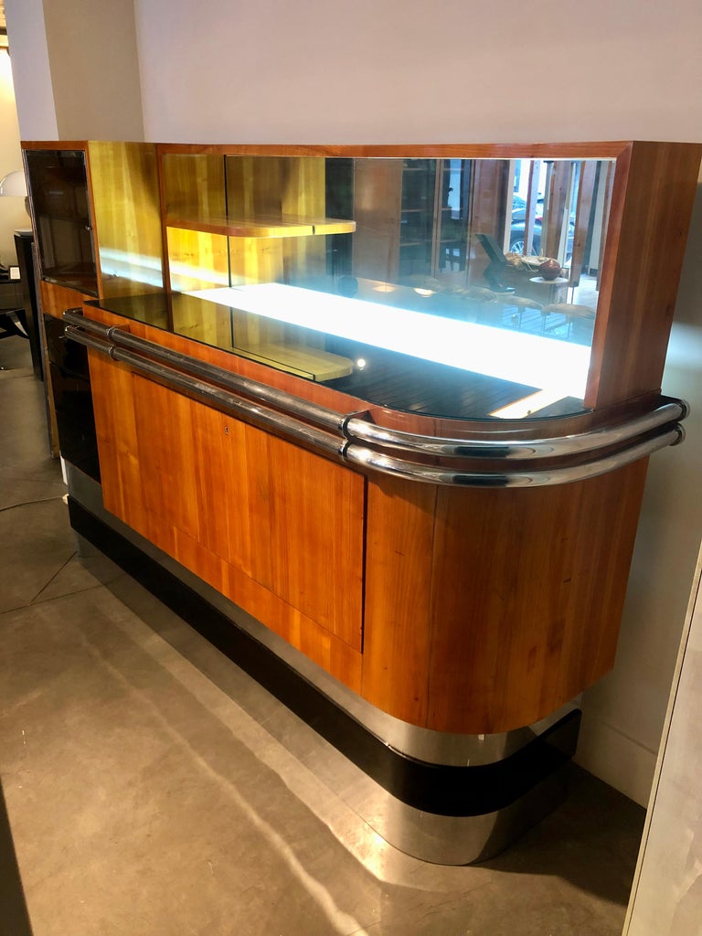 Art Deco 1930 Illuminated Bar Cabinet by Decoene For Sale at 1stDibs