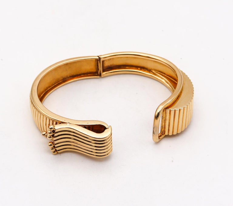 Art Deco 1930 Machine Age Geometric Bangle Bracelet in Solid 18Kt ...