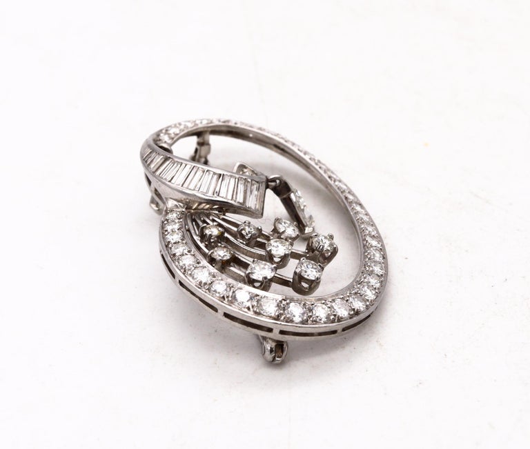Art Deco 1930 Platinum Convertible Pendant Brooch 5.02 Cts In Diamonds ...