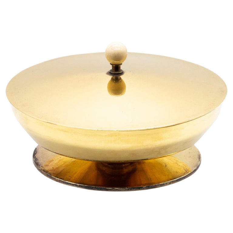 Art Deco 1930 Swiss Centerpiece Compote with Lid in Gilded .925 ...