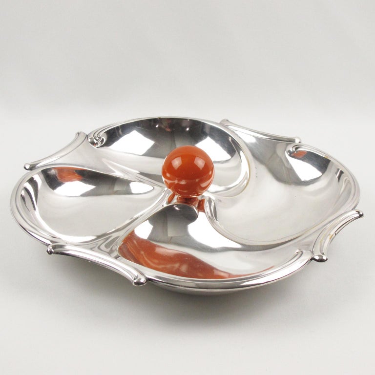 Art Deco Cocktail Silver Plate and Bakelite Barware Tray Set, 1930s at ...