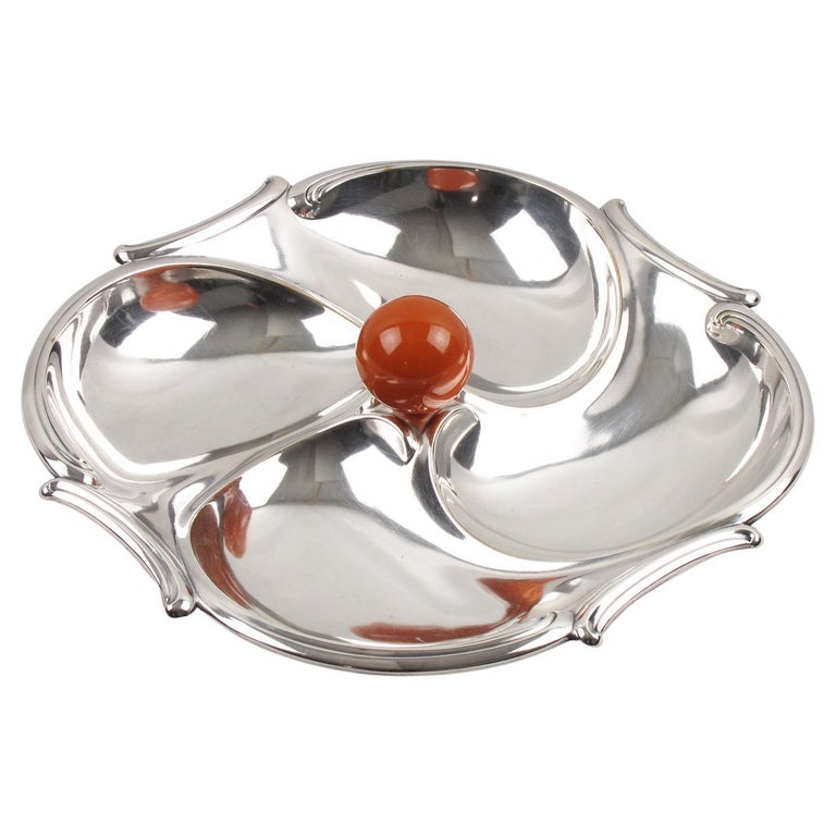 Art Deco Cocktail Silver Plate and Bakelite Barware Tray Set, 1930s at ...