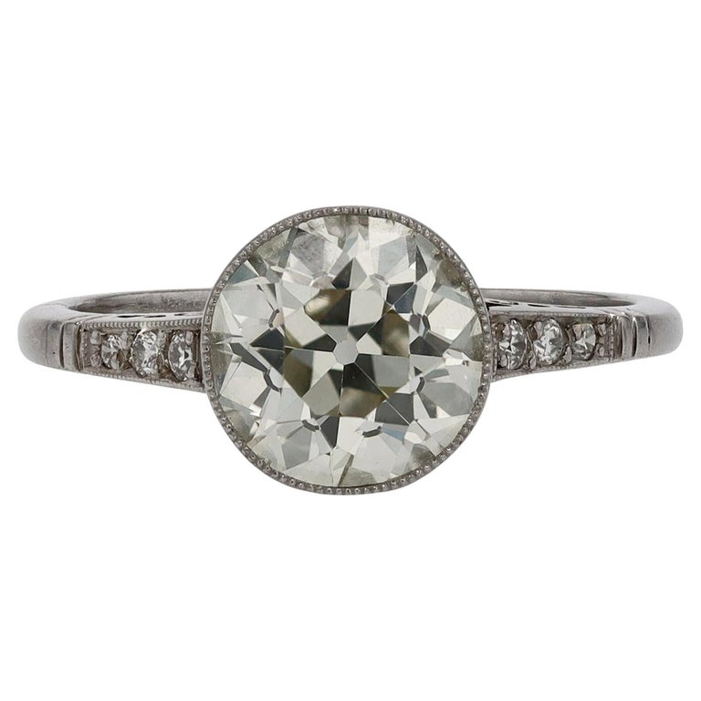 Art Deco 2 Carat Solitaire Old Mine Diamond Engagement Ring For Sale at ...