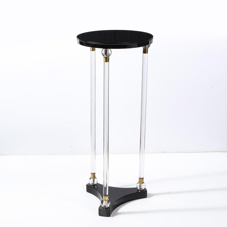 Art Deco 2 Tier Pedestal in Black Lacquer with Vitrolite and ...