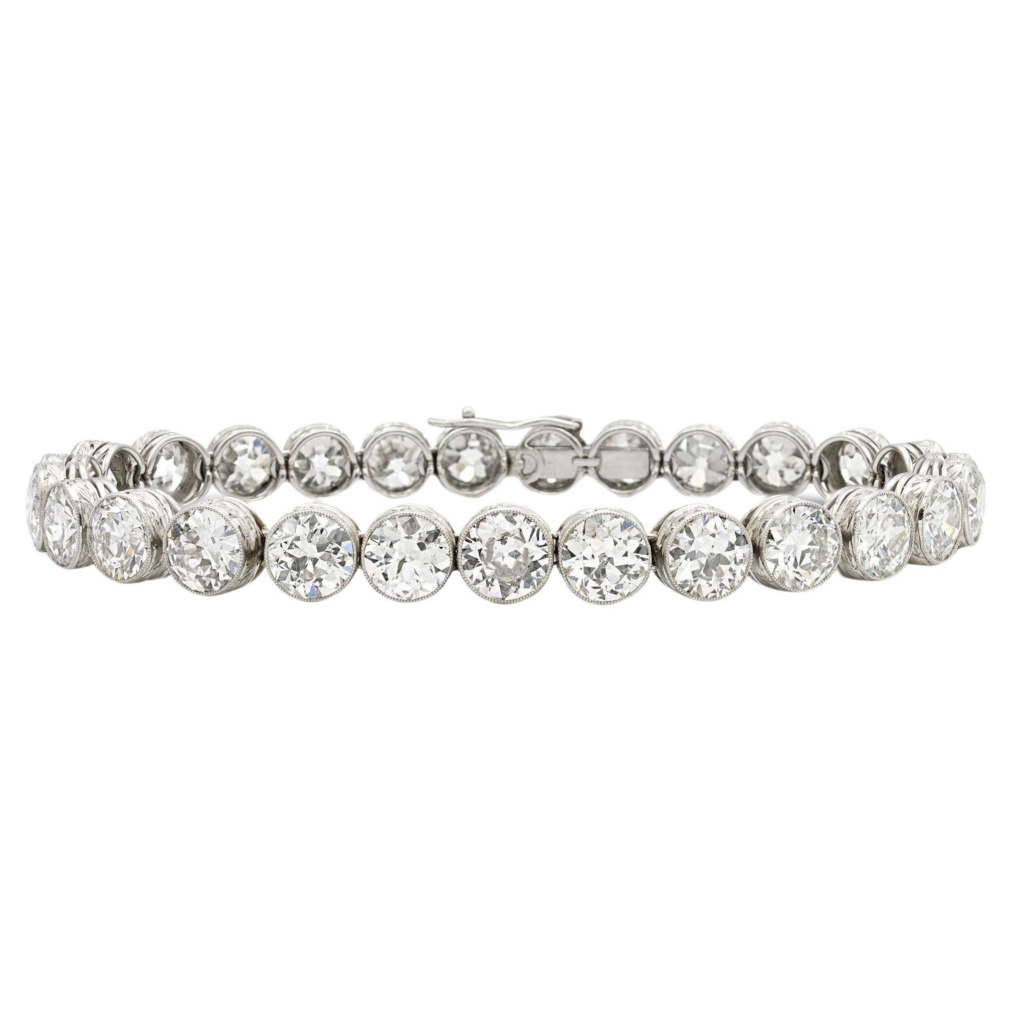 Art Deco 20 Ctw. Old European Cut Diamond Bracelet at 1stDibs