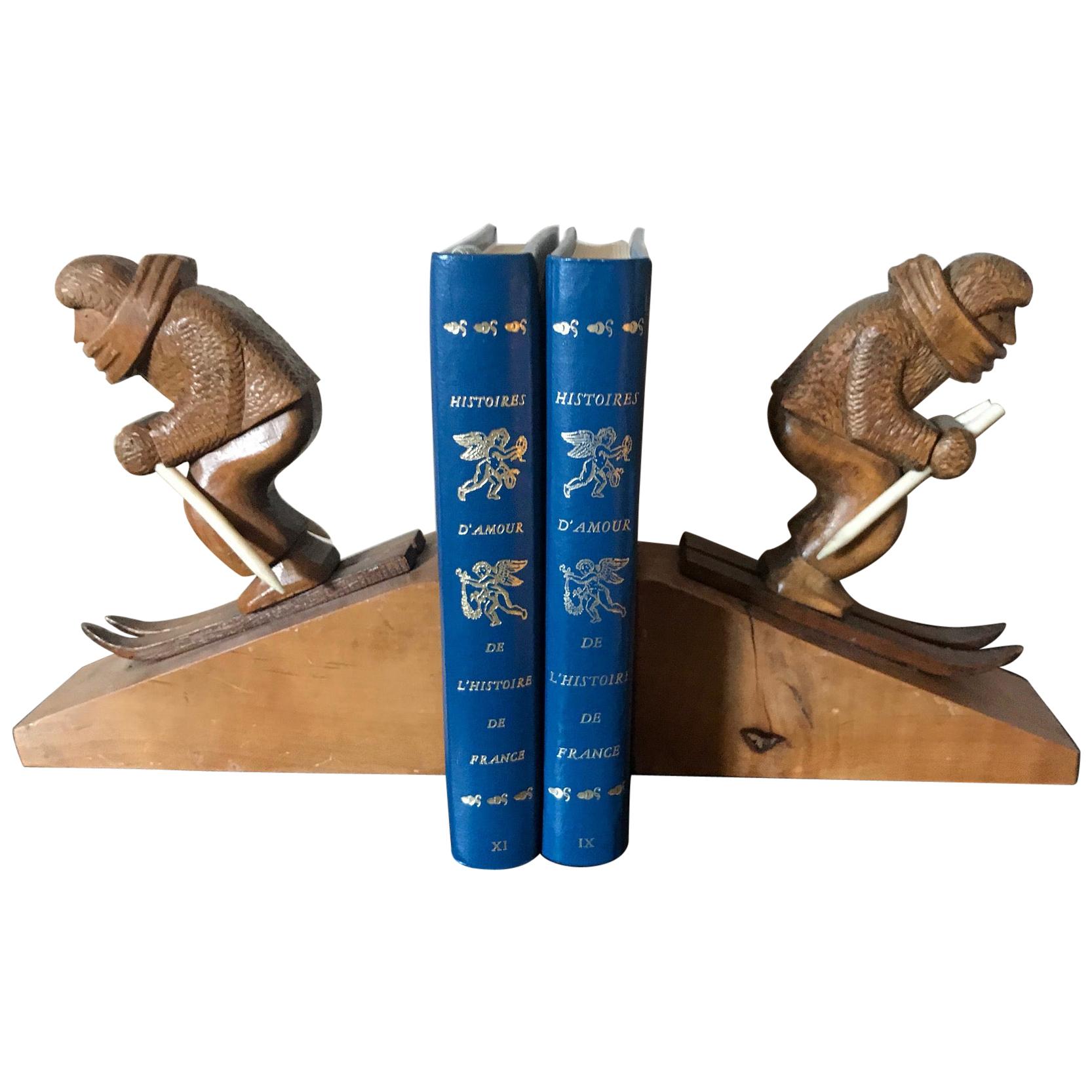 Art Deco 20th century French Wooden Skiing Bookends, 1930s at 1stDibs ...